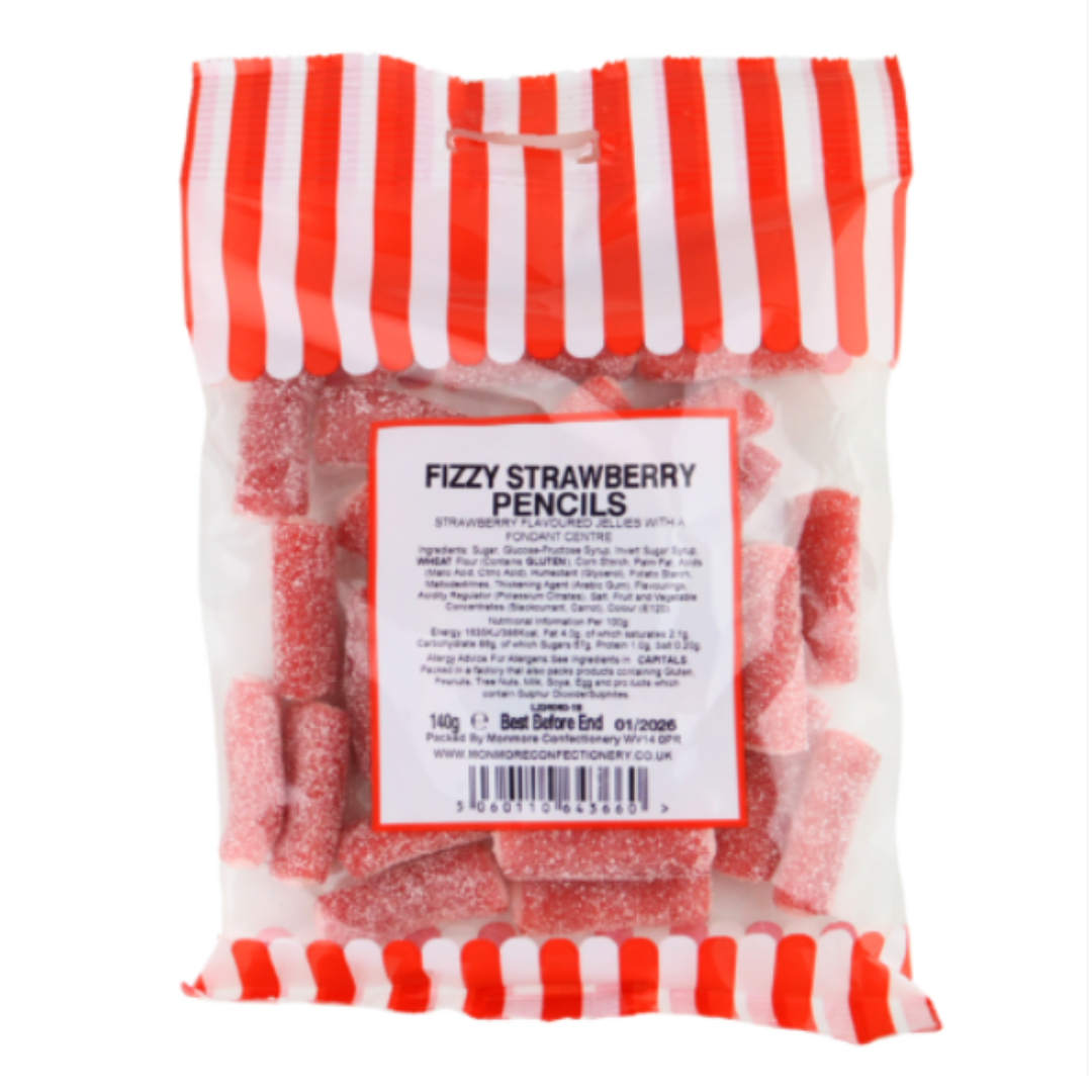 Fizzy Strawberry Pencils (140g) | Joyofsweets.com – JoyofSweets.com