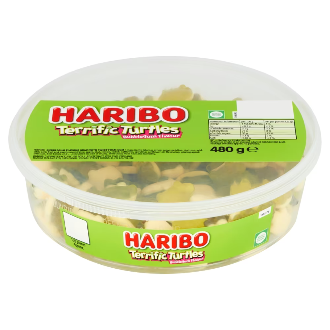 Haribo Terrific Turtles Bubblegum Tub 480g – JoyofSweets.com
