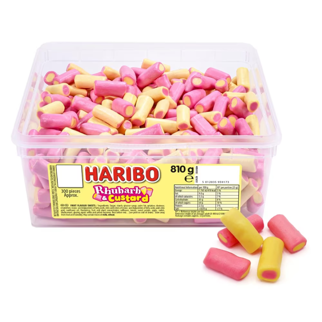 Haribo Rhubarb and Custard Tub 810g – JoyofSweets.com