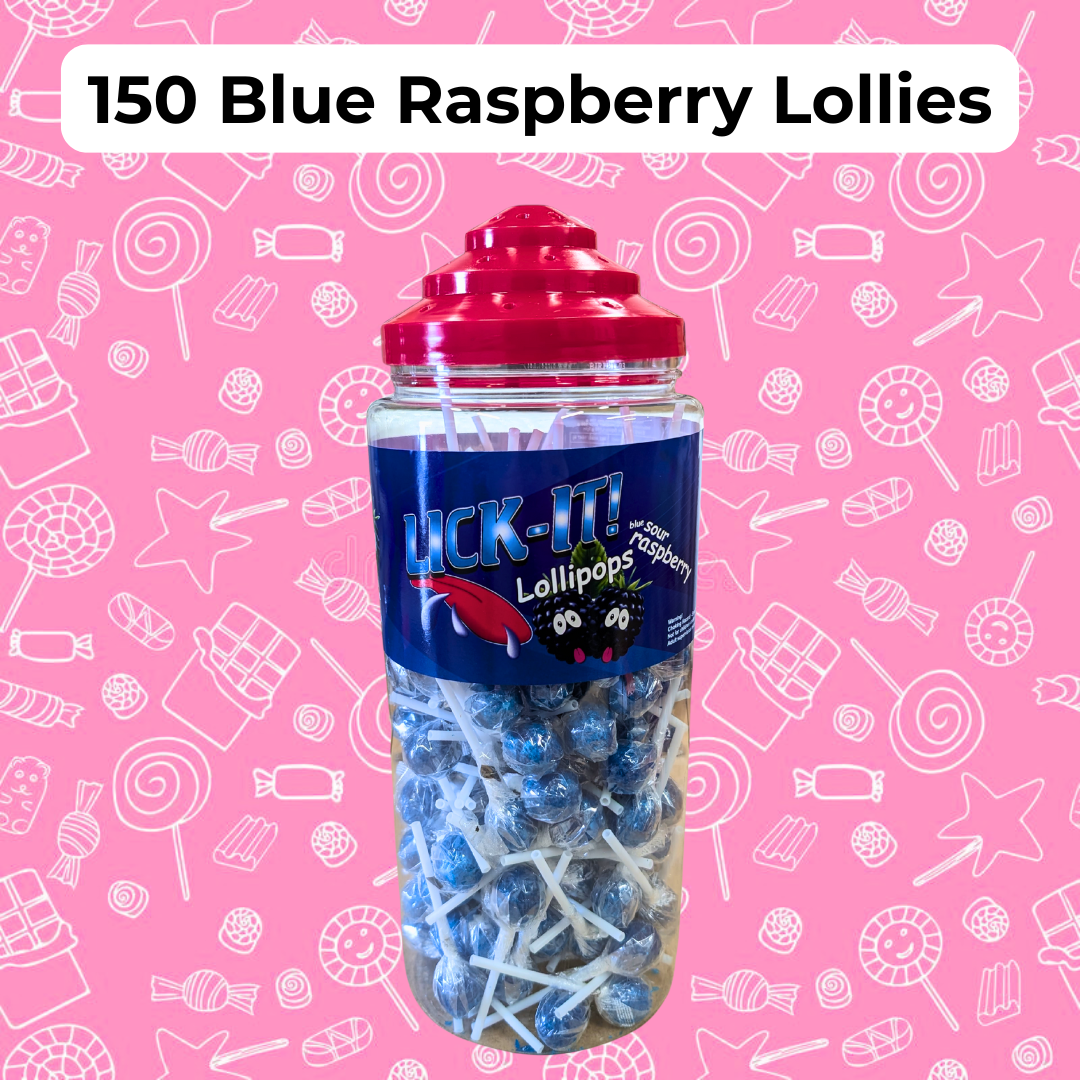 Lick It Blue Raspberry Lollies (150 Count) – JoyofSweets.com
